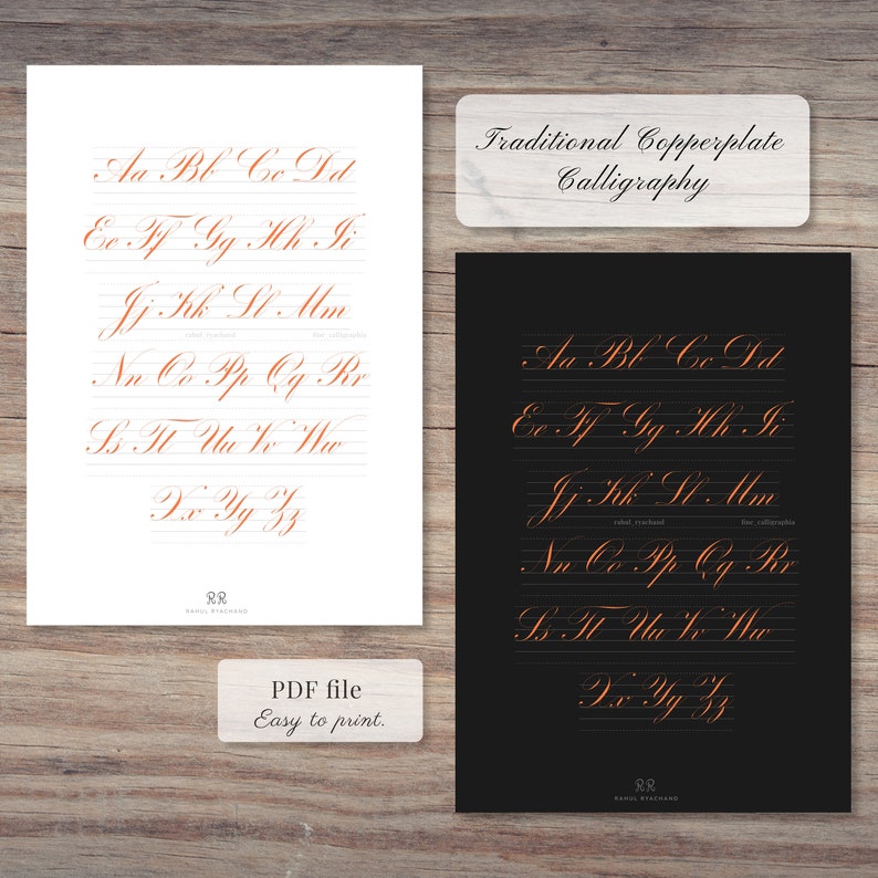 Copperplate Calligraphy, Alphabets Practice, Tracing Worksheets, A4 ...