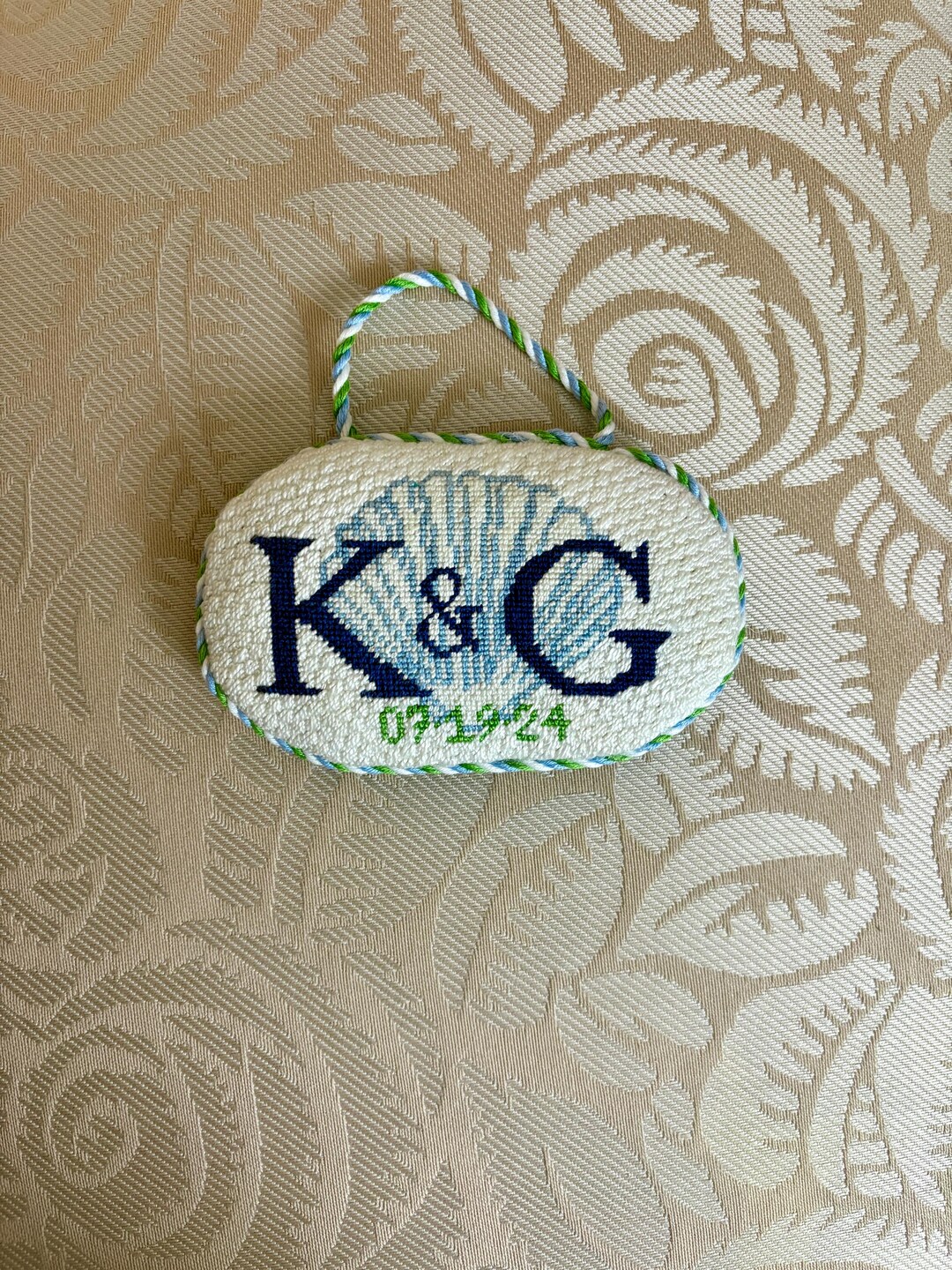 Scallop Shell Initials Hand-painted Needlepoint Canvas - Etsy