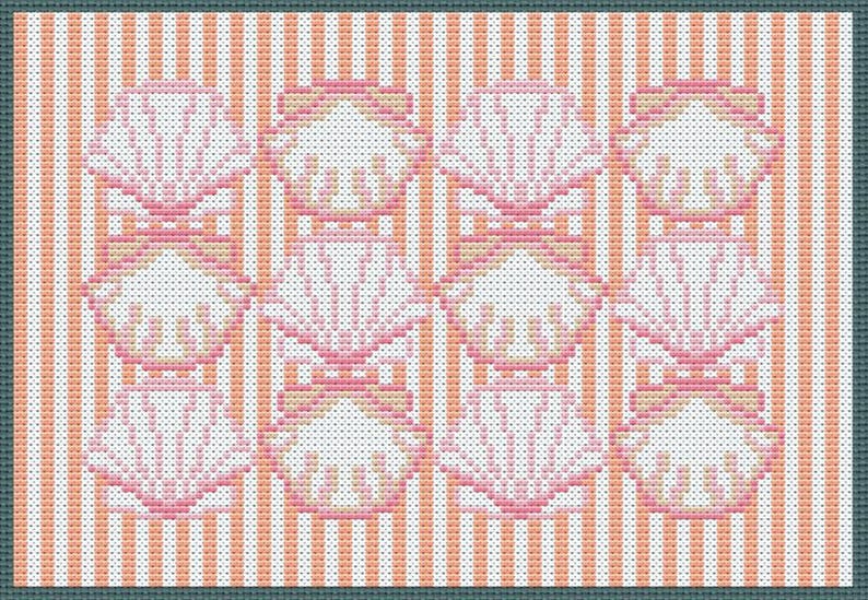 Striped Seashells Hand-painted 13-mesh Needlepoint Canvas - Etsy