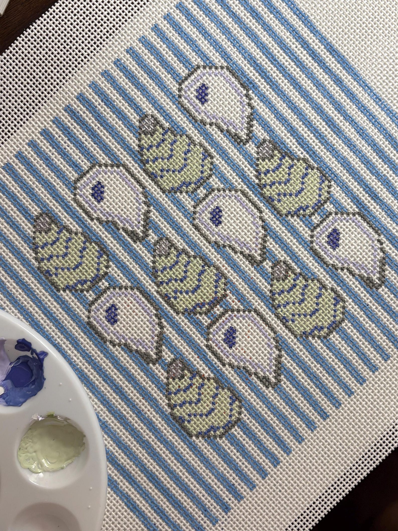 Striped Seashells Hand-painted 13-mesh Needlepoint Canvas - Etsy