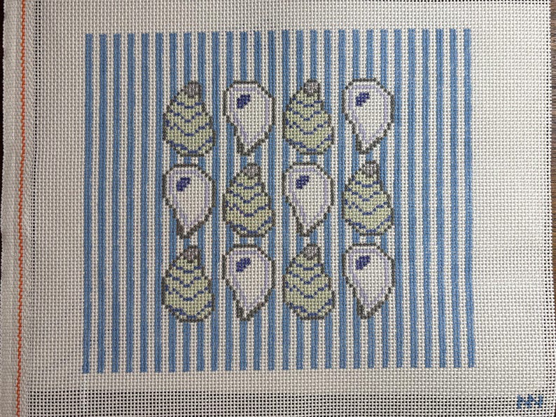 Striped Seashells Hand-painted 13-mesh Needlepoint Canvas - Etsy