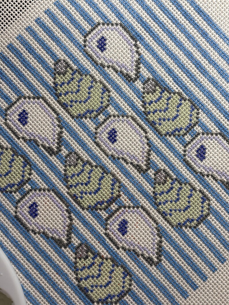 Striped Seashells Hand-painted 13-mesh Needlepoint Canvas - Etsy