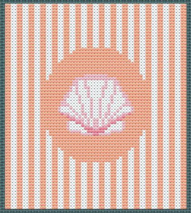 Striped Seashells Hand-painted 13-mesh Needlepoint Canvas - Etsy