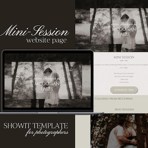 Showit Mini Session Photography Page Template, Showit Website Template ...