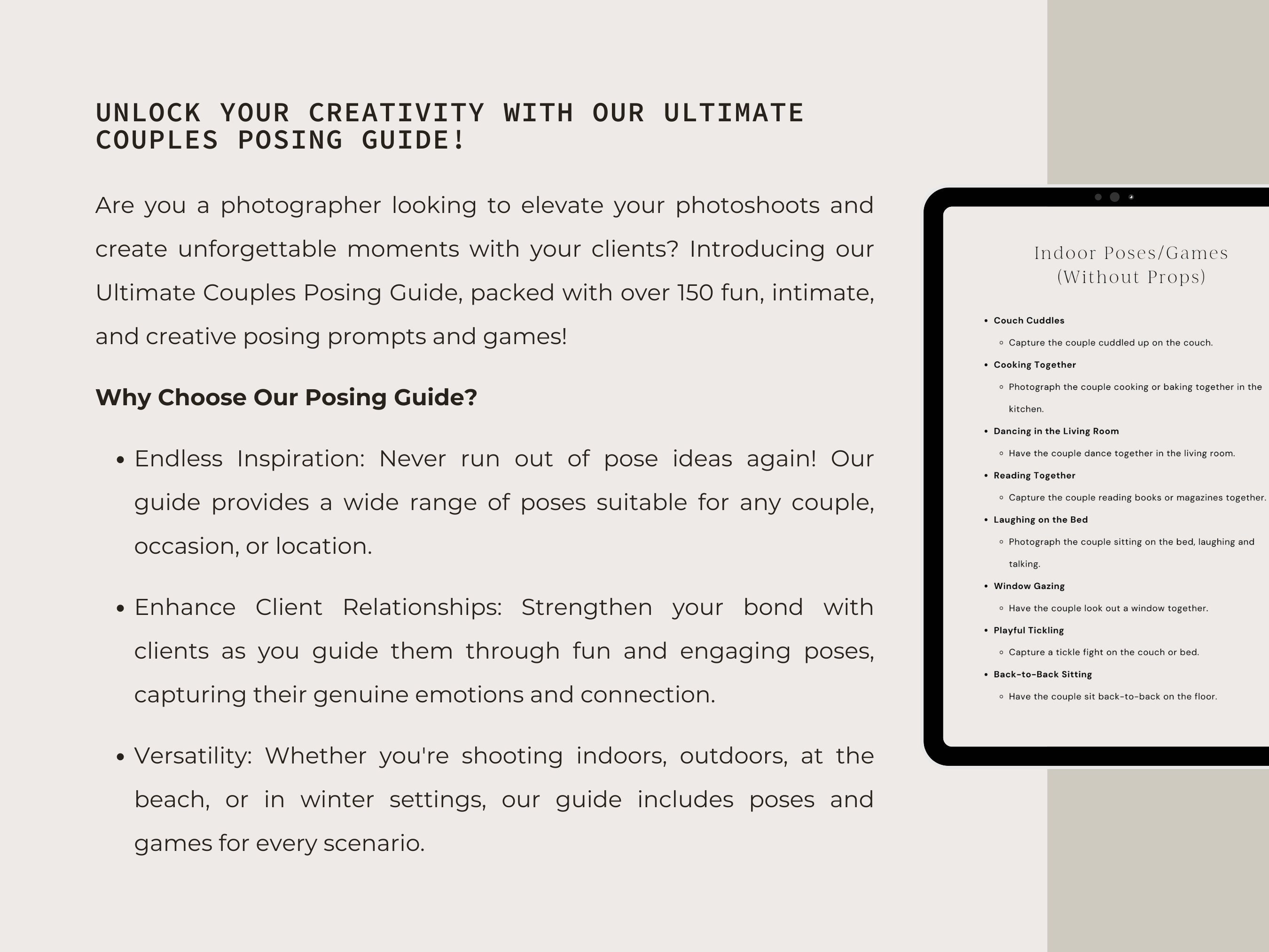 The Ultimate Couples Posing Guide for Photographers, Posing Prompts ...