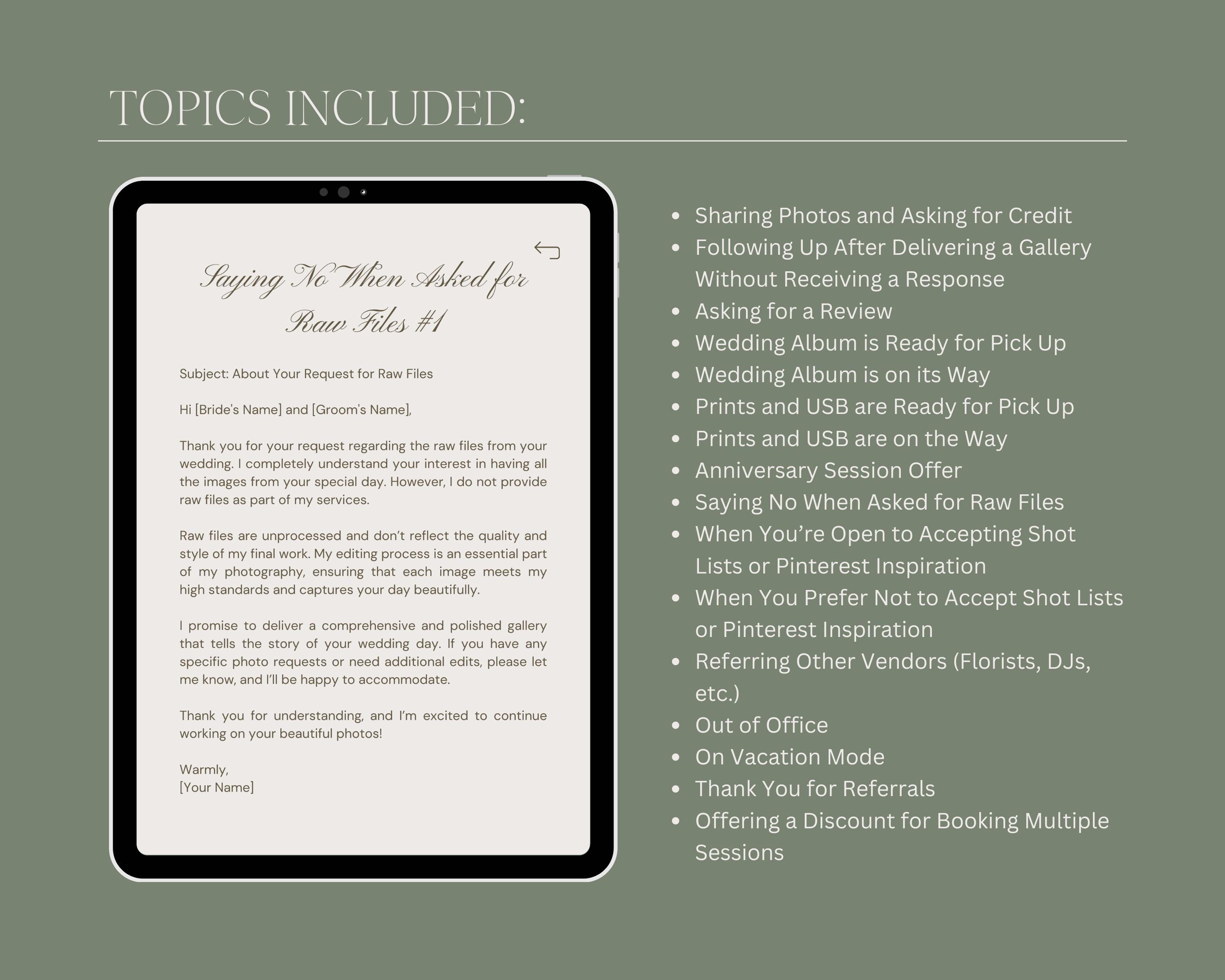 Professional Email Templates for Photographers, Wedding Client Email ...
