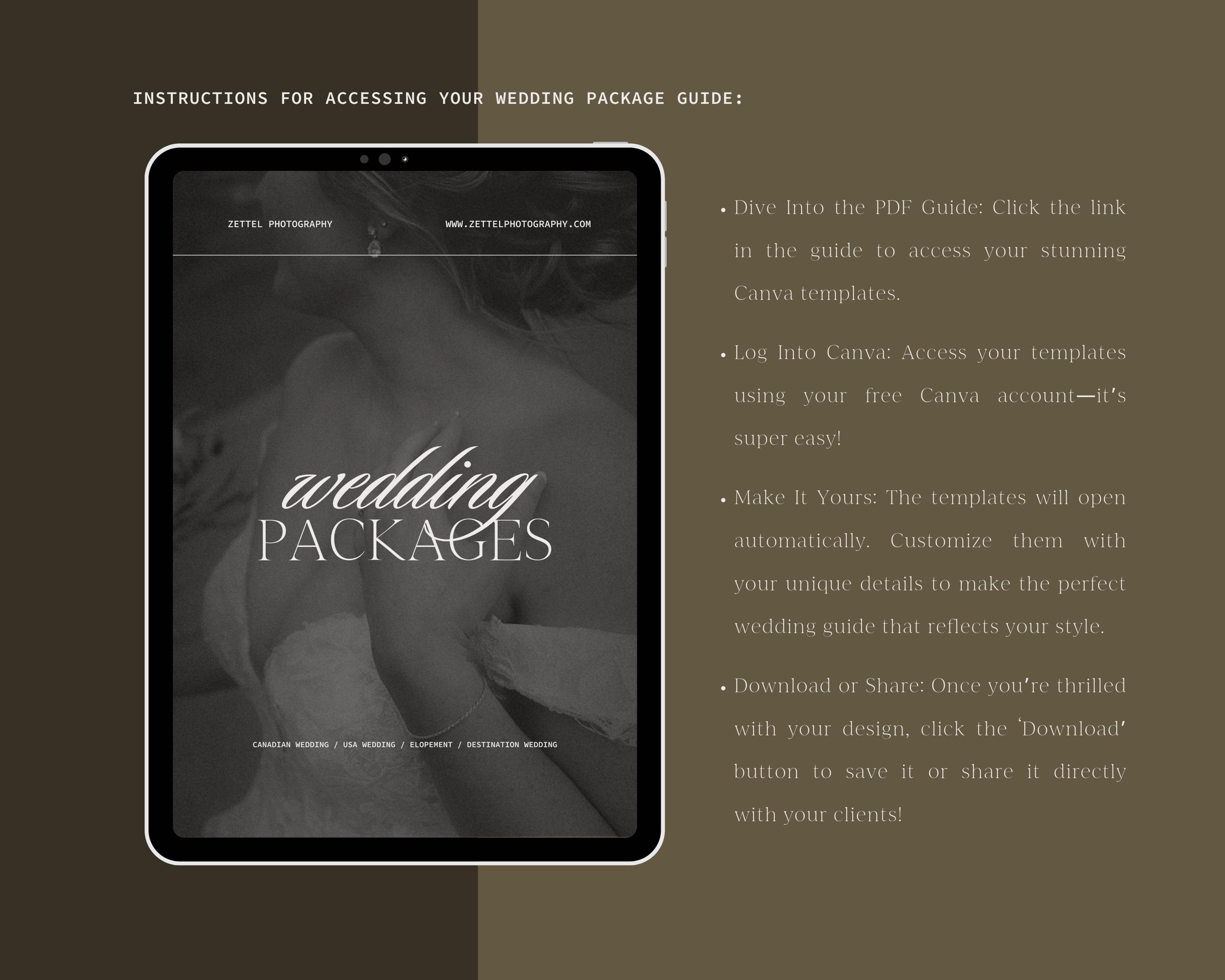 Wedding Package Template, Wedding Pricing, Elopement Packages, Pricing ...