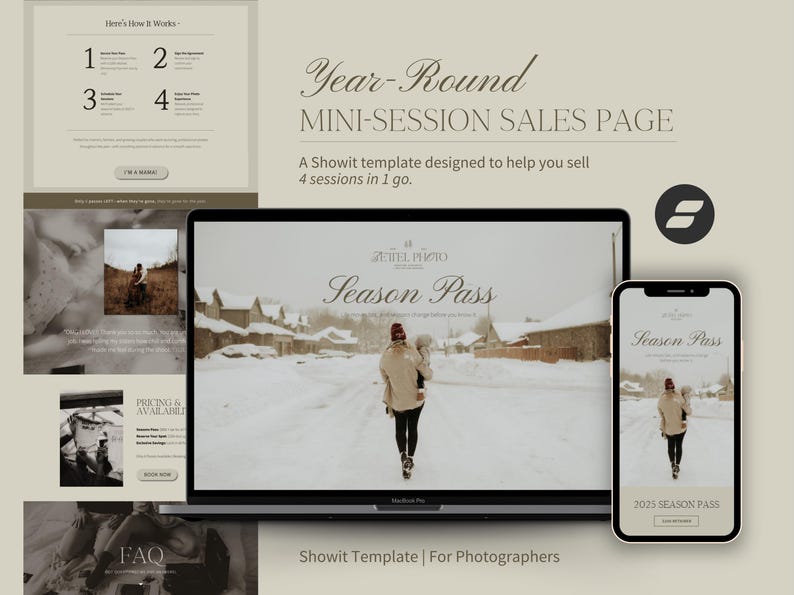 Showit Mini Session Sales Page: Photography Website Template - Etsy