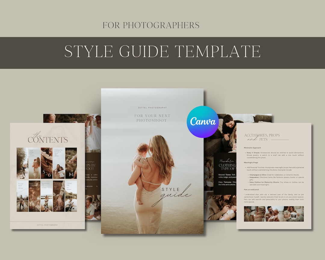 Canva Style Guide Customizable Template for Photographers, Wedding ...