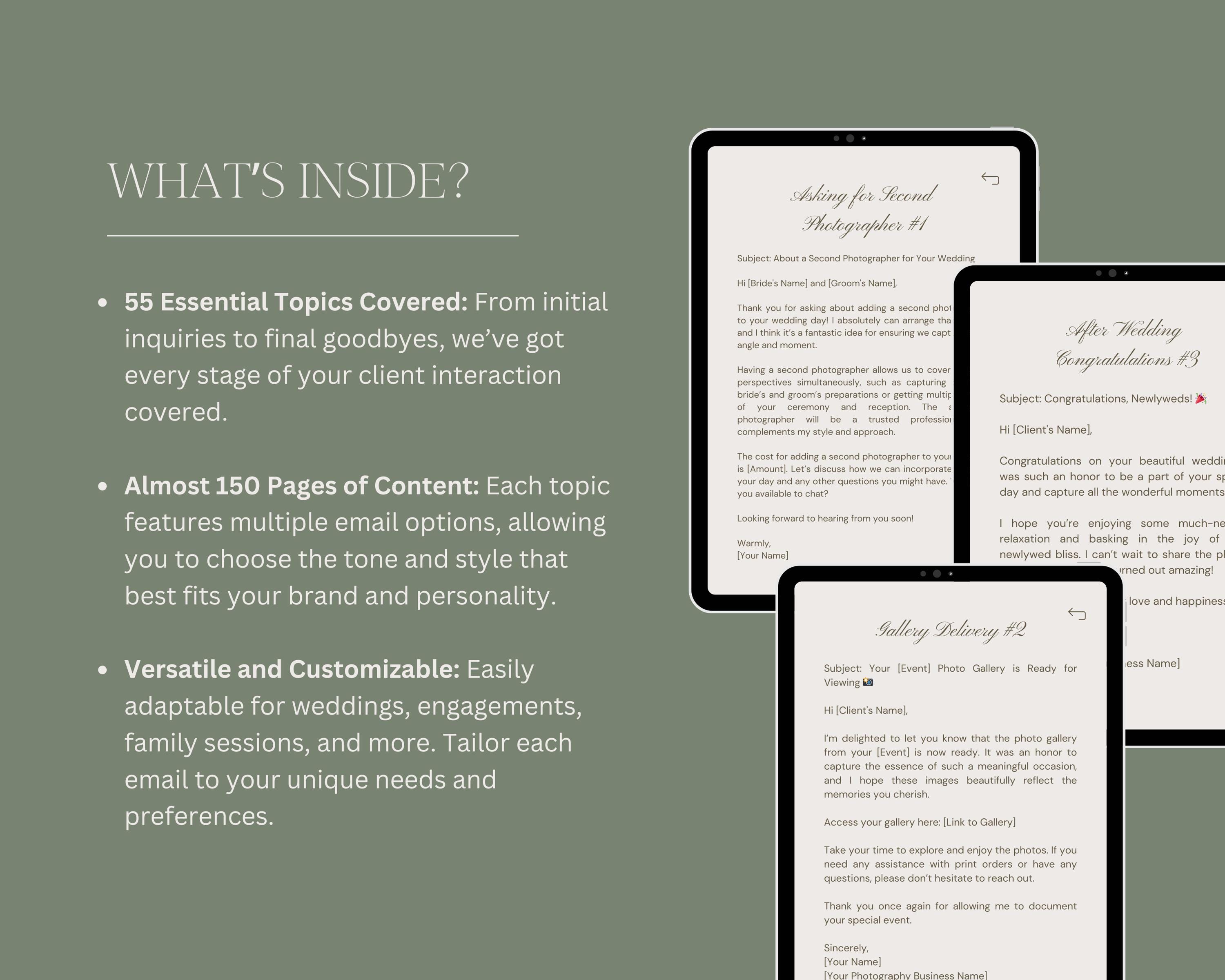 Professional Email Templates for Photographers, Wedding Client Email ...