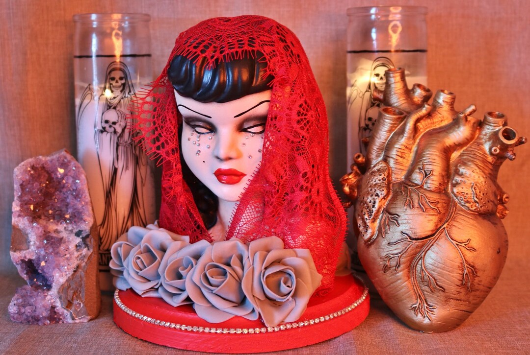 Veiled Woman Goth Pin Up Bust Etsy