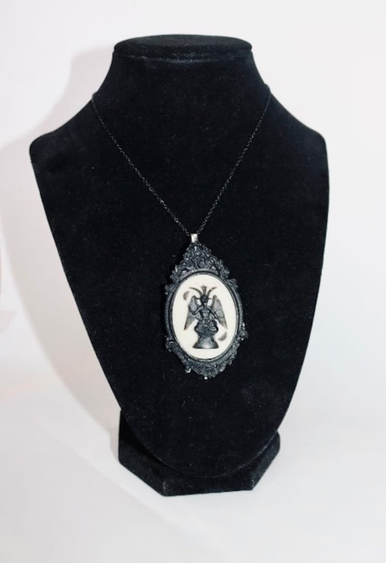Satanic Panic! Black and White Baphomet Cameo Necklace - Etsy