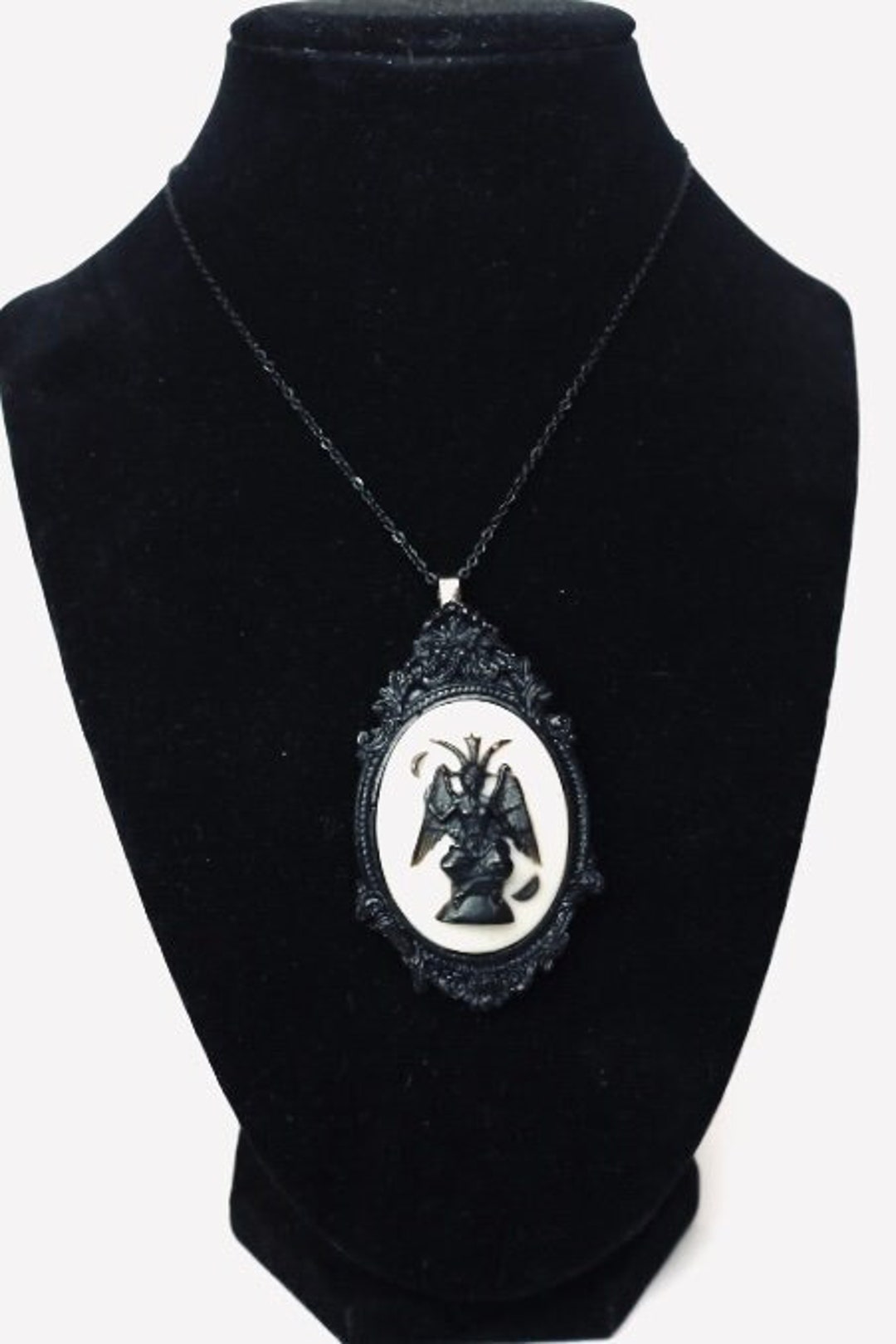 Satanic Panic! Black and White Baphomet Cameo Necklace - Etsy