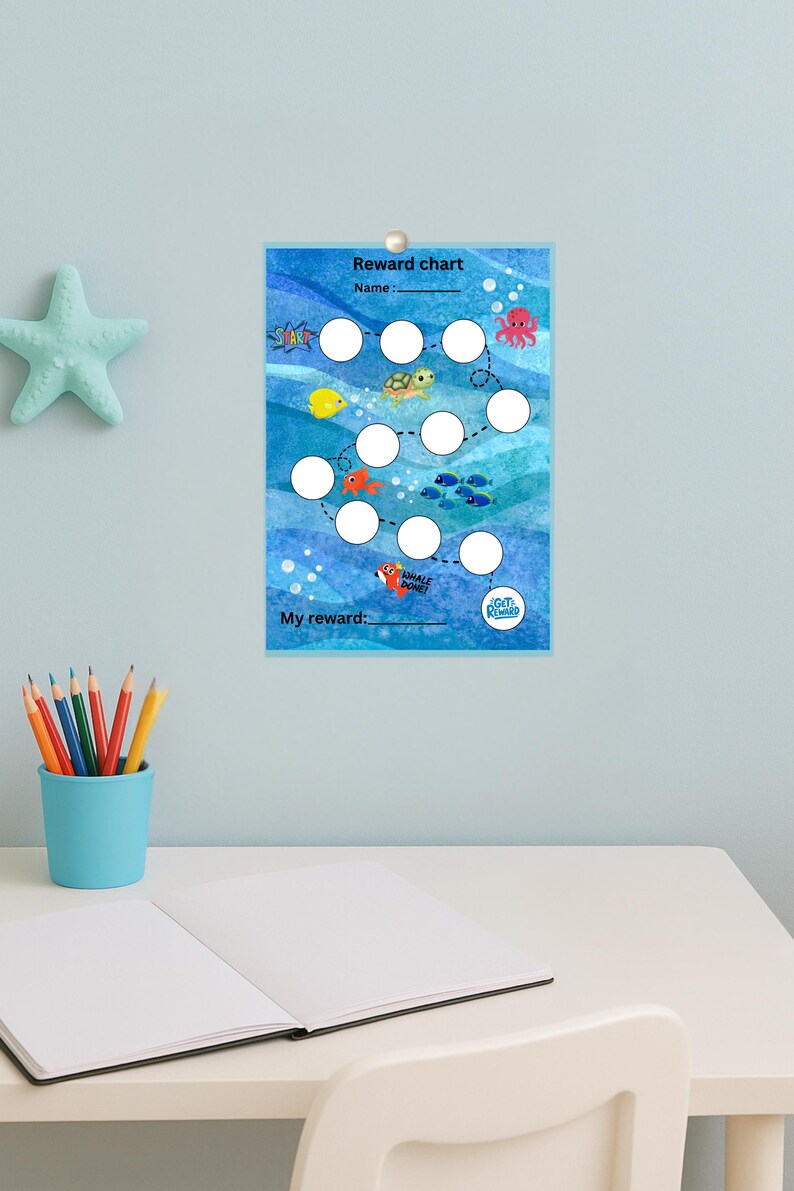 Ocean Theme Kids Reward Chart: Printable Chore Tracker (digital ...