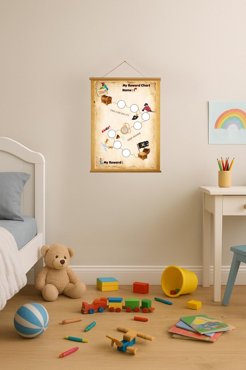 Treasure Map Kids Reward Chart: Pirate Theme, Behavior & Chore Tracker ...
