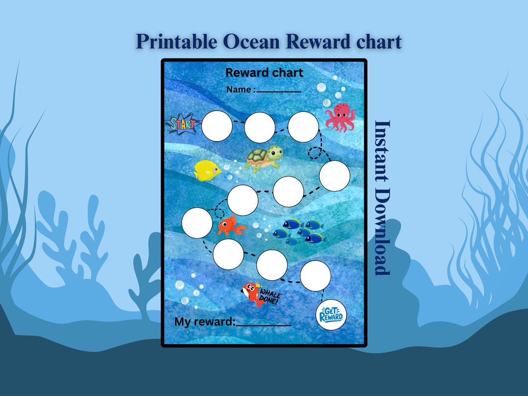 Ocean Theme Kids Reward Chart: Printable Chore Tracker (digital ...