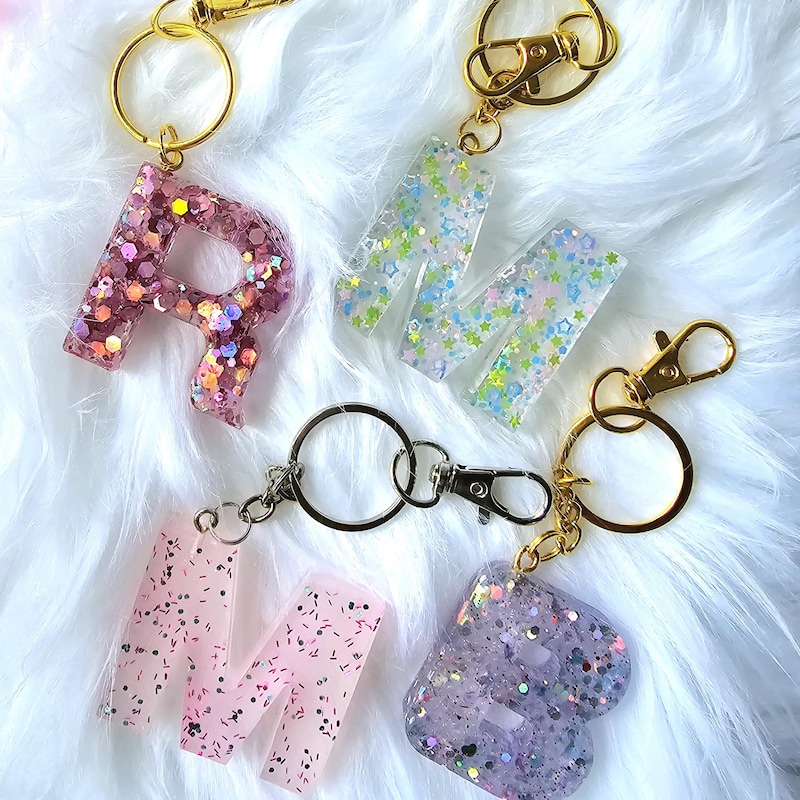 Resin Initial Keychain - Etsy