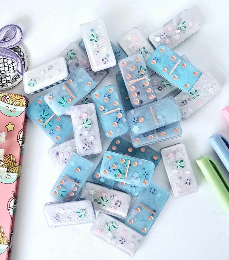 Custom Resin Dominoes Set - Handmade, Personalized Game Night Gift ...