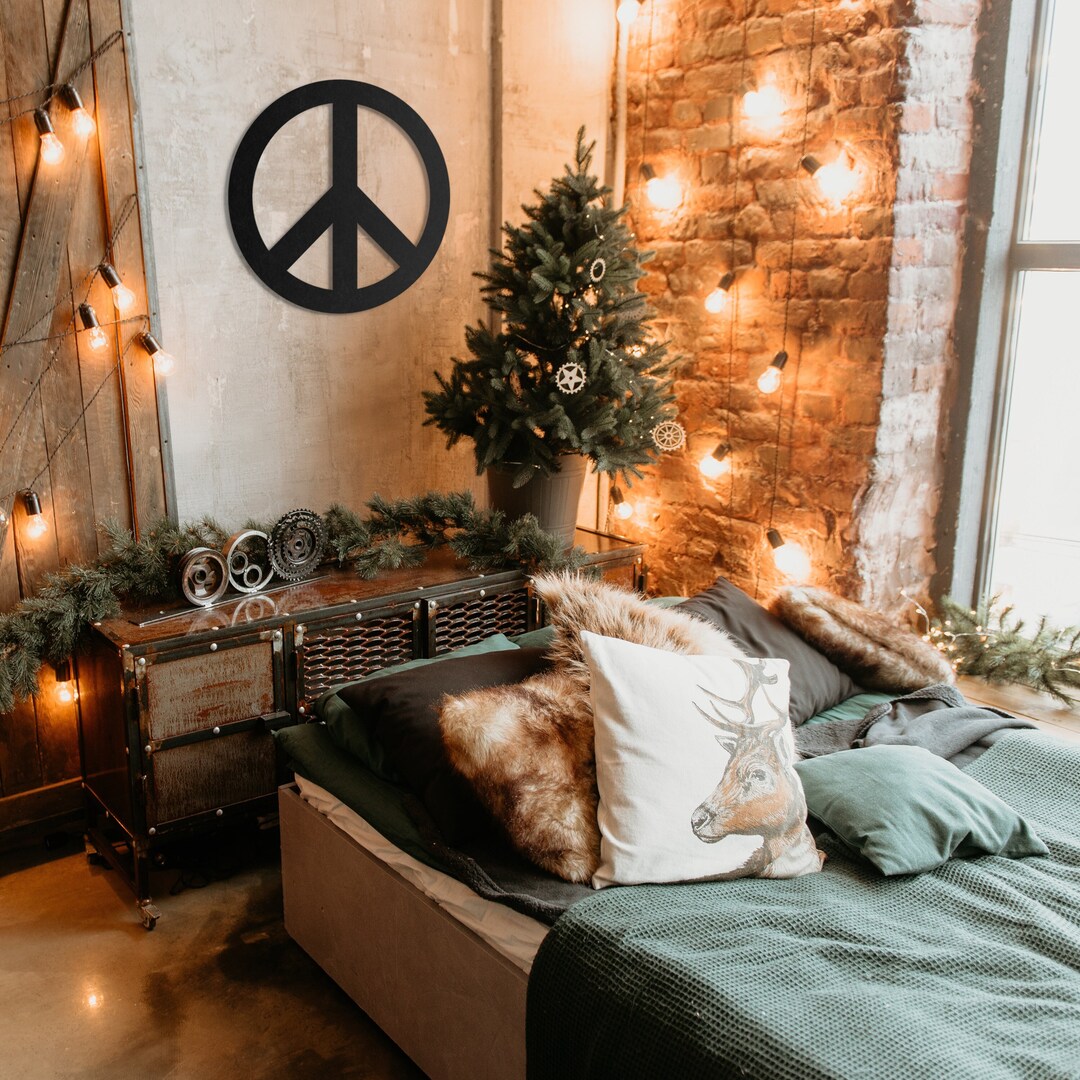 Metal Peace Symbol Wall Decor Modern Minimalist Metal Wall Art for a ...
