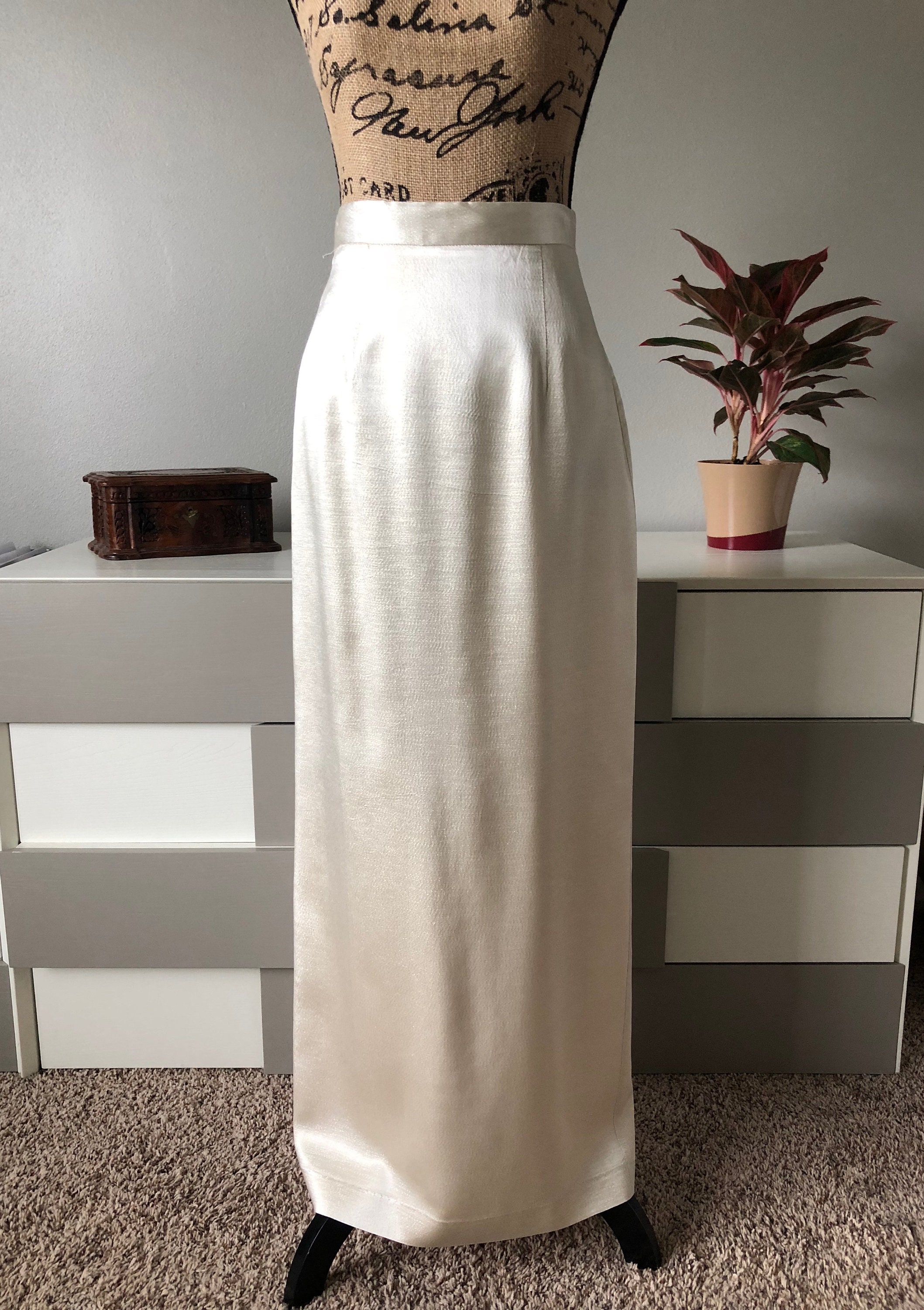 Champagne Gold Satin Evening Gown Size 4 Minimalist Wedding - Etsy