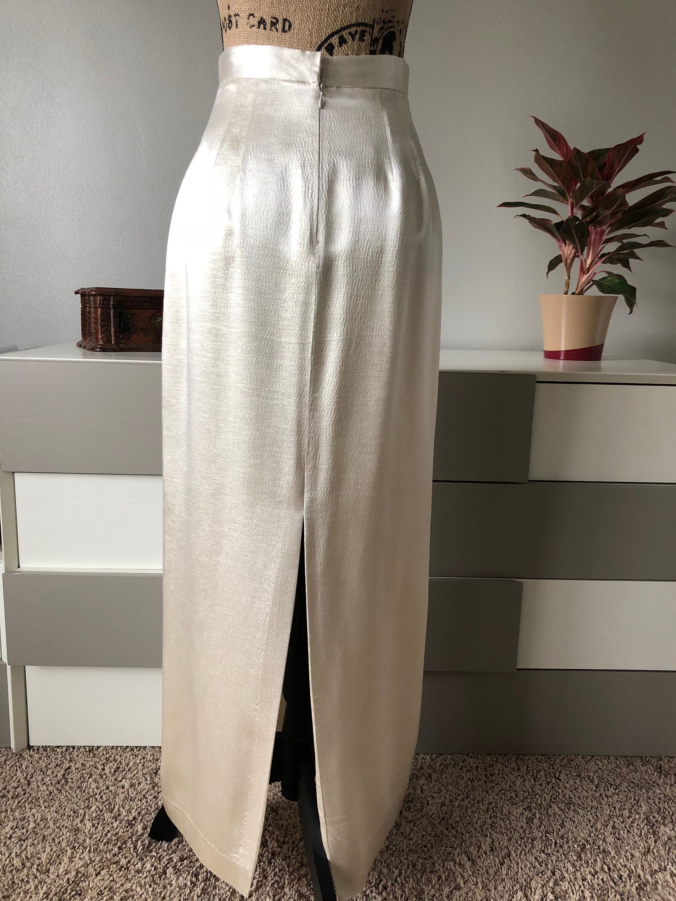 Champagne Gold Satin Evening Gown Size 4 Minimalist Wedding - Etsy