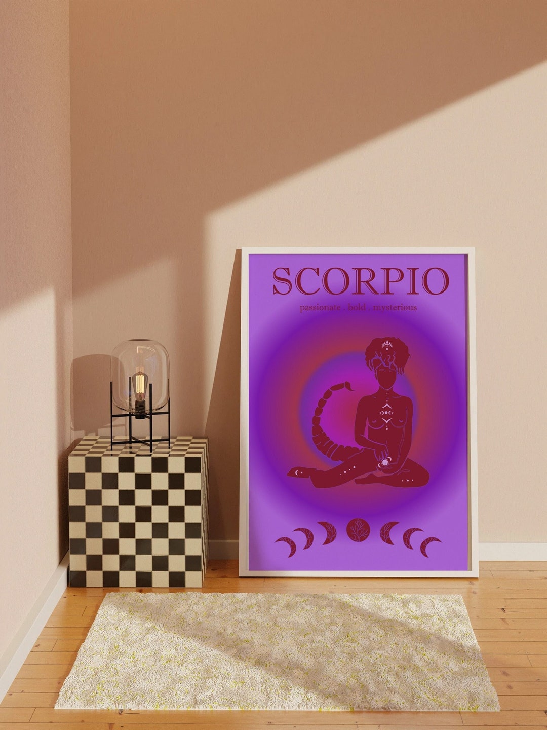 Scorpio Zodiac Art Print: Retro Gradient, Indie Room Decor (digital ...