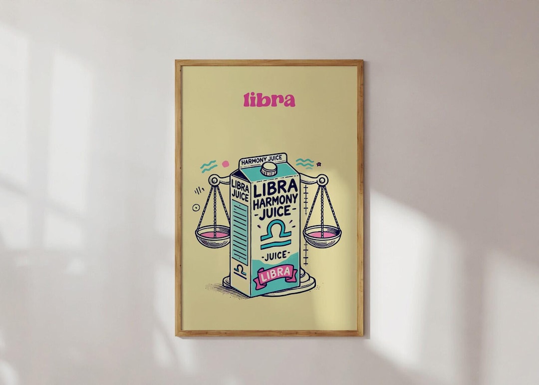 Libra Zodiac Art Print: Funky Groovy Y2K Poster (digital Download) - Etsy