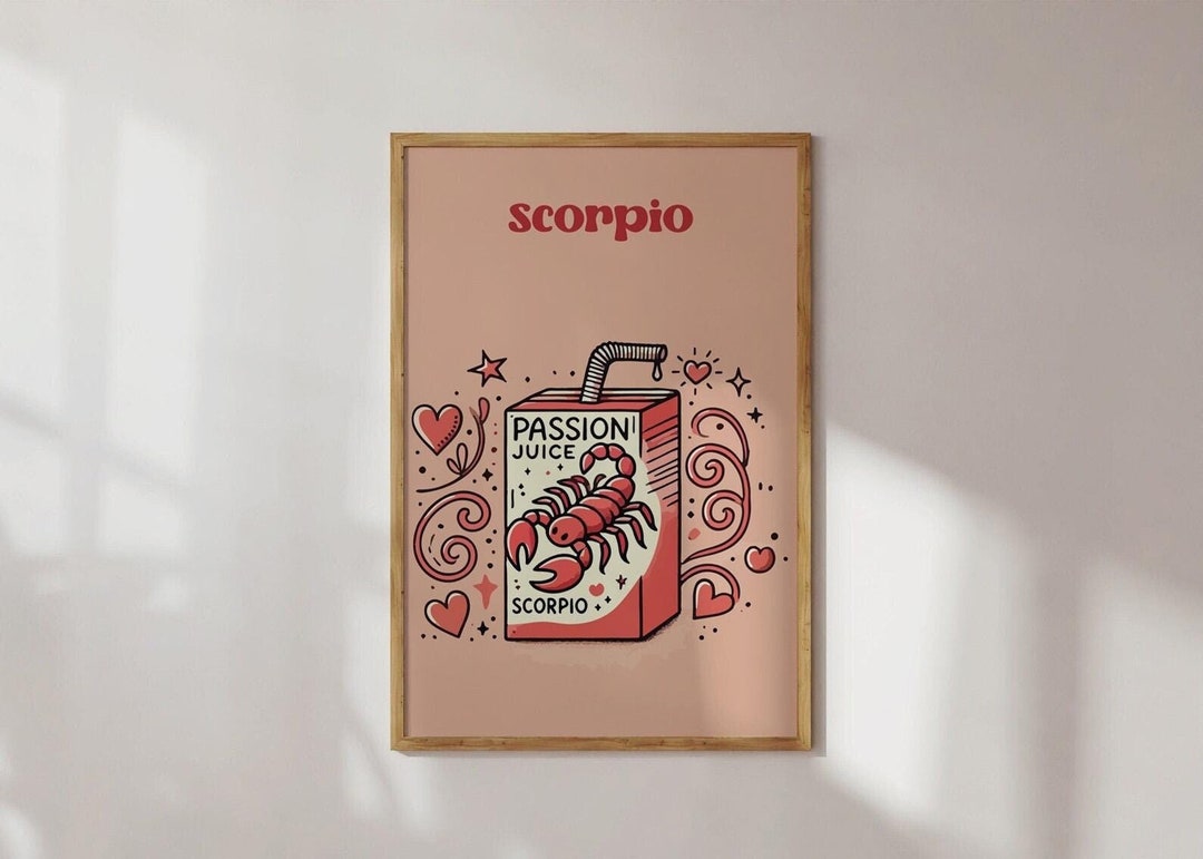 Scorpio Wall Art,groovy Horoscope Print,scorpio Zodiac Gift,astrology ...
