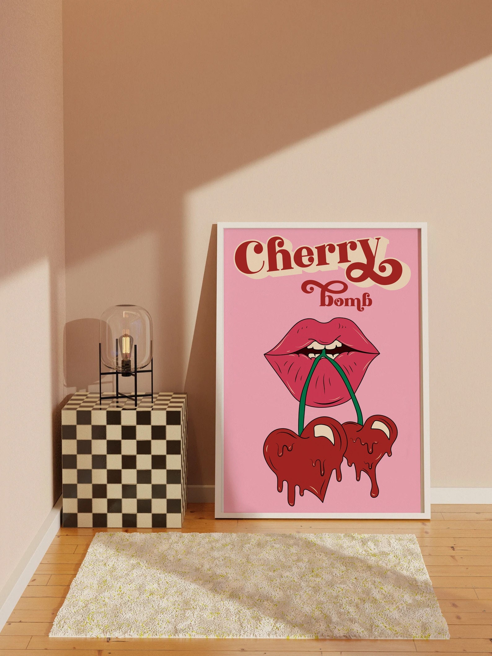 Cherry Bomb Lips Print: Y2K Retro Groovy Wall Art (digital Download) - Etsy