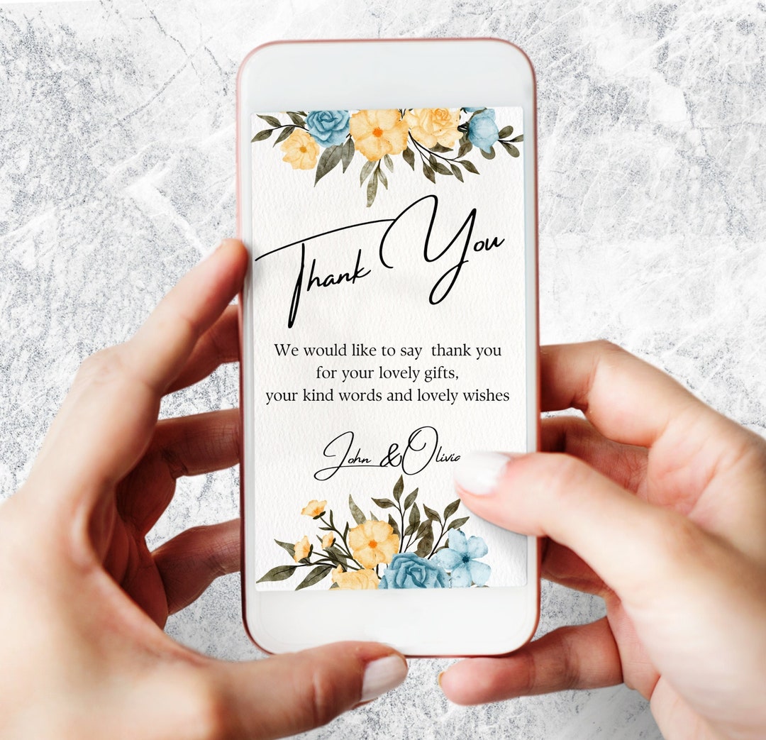 Electronic Thank You Card Template, Canva Thank You, Electronic Canva Thank You Card, Wedding ...