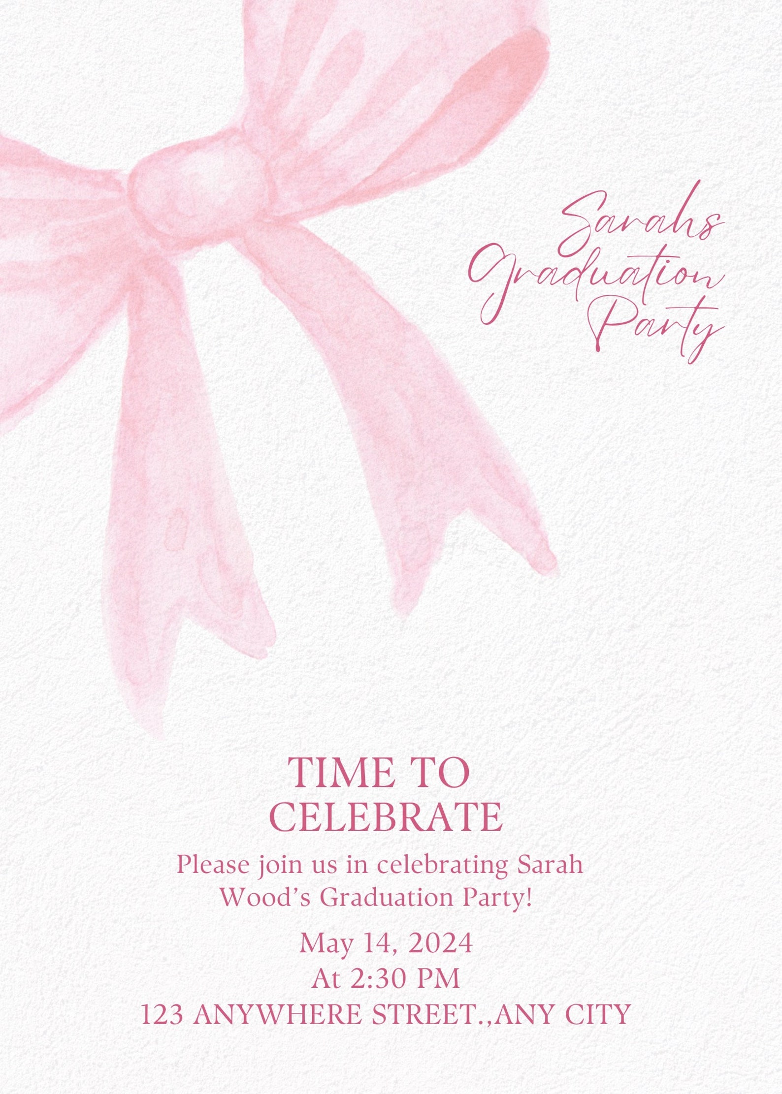 EDITABLE Coquette Bow Graduation Invite - Etsy