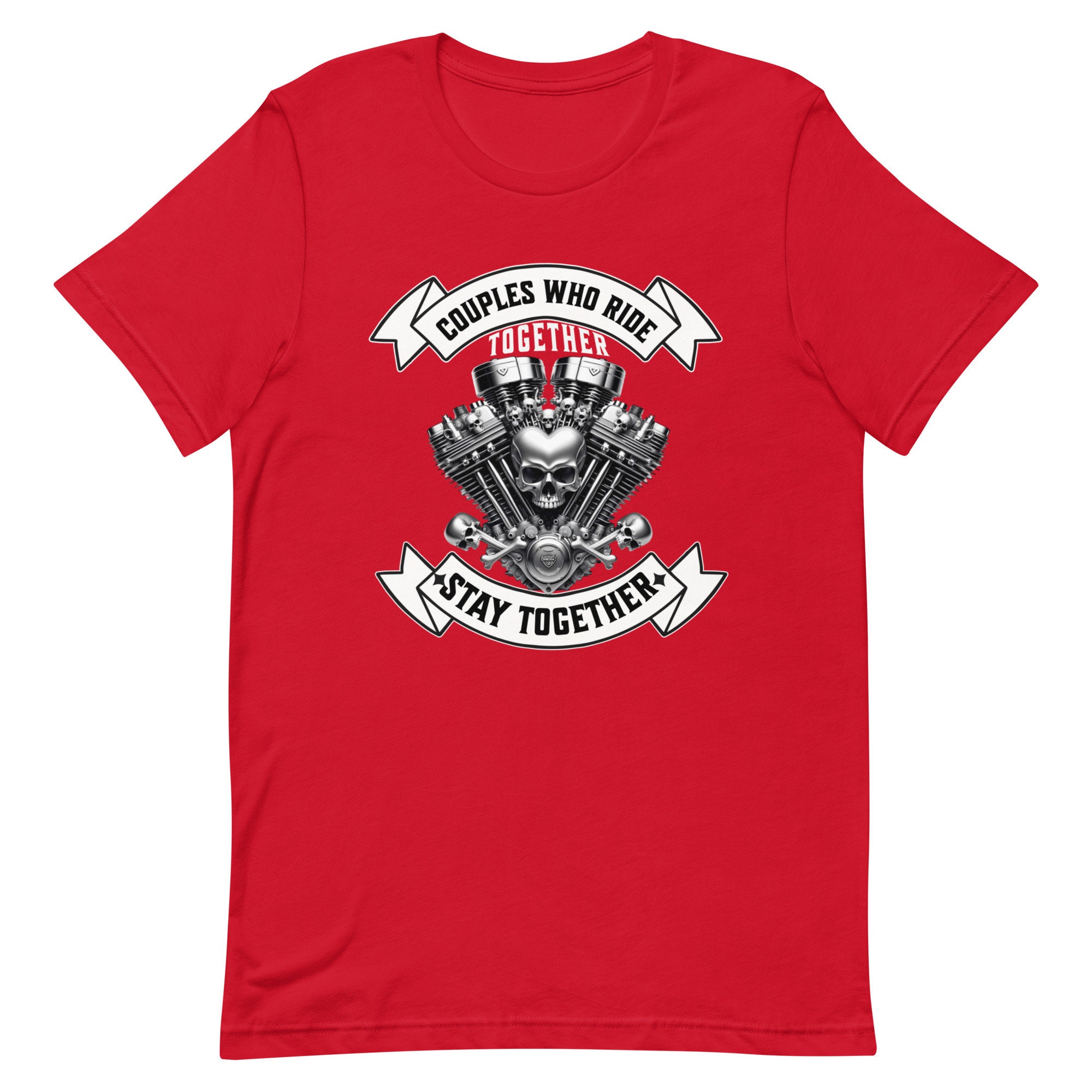 Couples Motorcycle T-shirt: Harley Heart & Skulls Biker Love Tee - Etsy