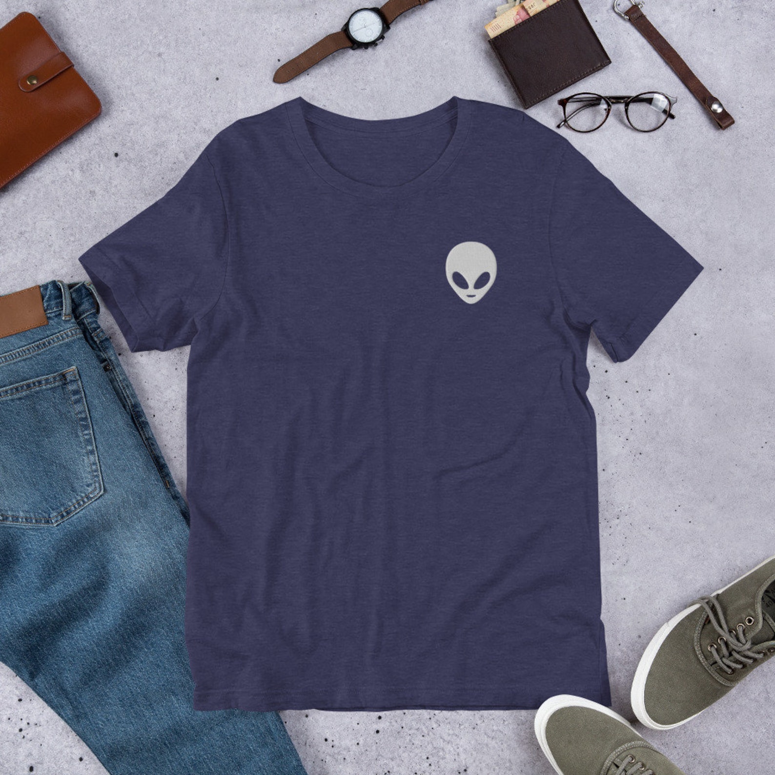 Alien Pocket Embroidered Logo T Shirt Ufo Swag Dope Hipster Trend ...