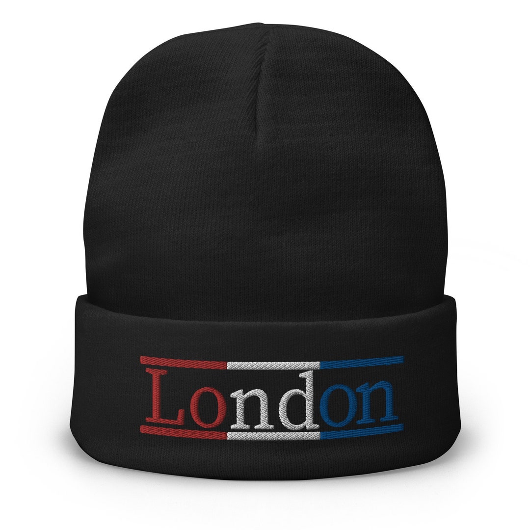 Custom London Gift: Embroidered Logo Beanie Hat, Red White Blue, Unisex ...