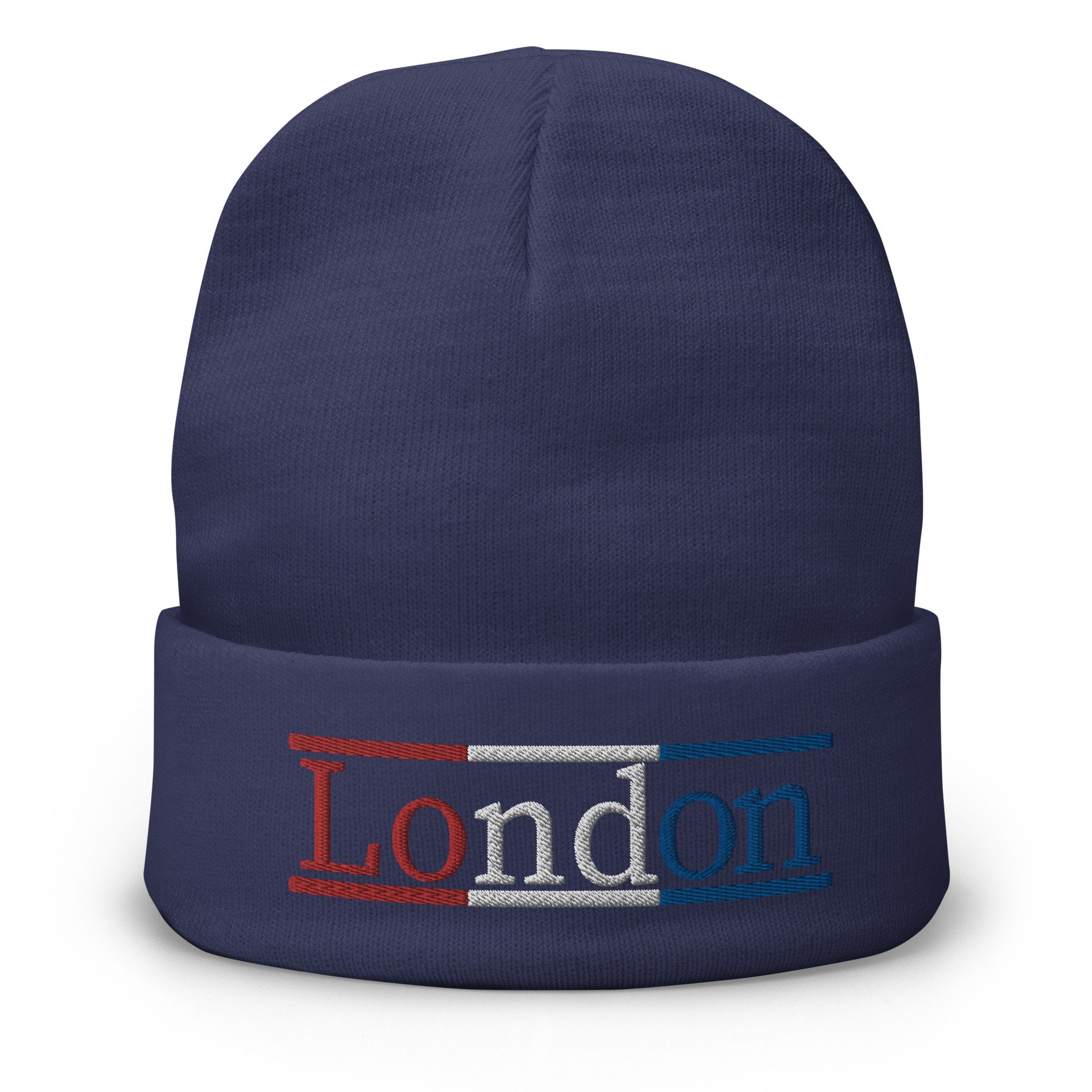 Custom London Gift: Embroidered Logo Beanie Hat, Red White Blue, Unisex ...