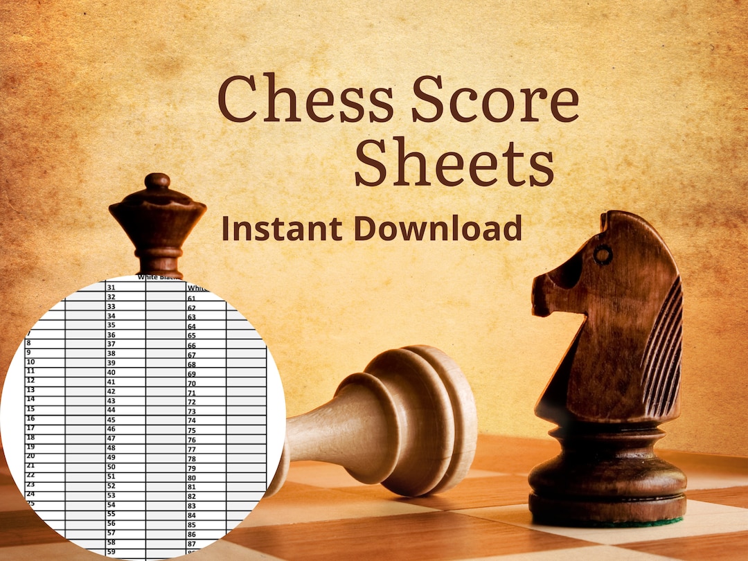 Chess Printable Score Sheets Instant Download PDF or JPEG 10 Sheets ...