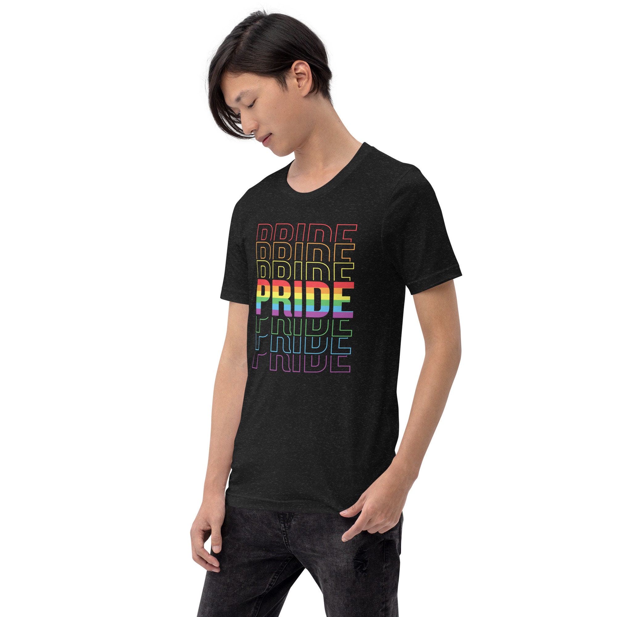 Camiseta del orgullo Camiseta con la bandera LGBTQ del logotipo del puño del arco iris unisex ...
