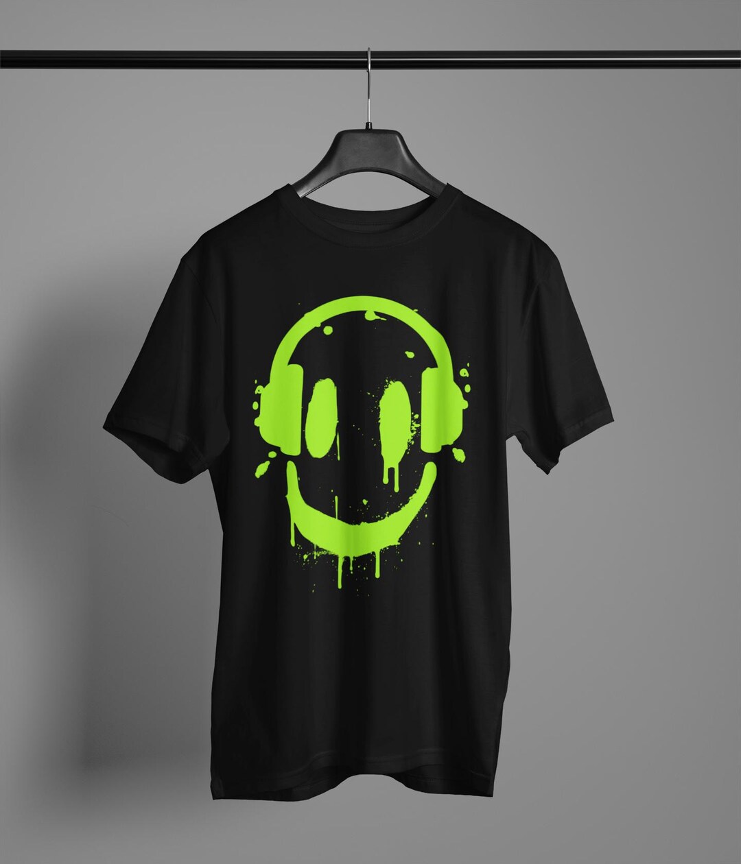 Neon Graffiti Smiley Headphones T-shirt: Rave Club EDM Top - Etsy