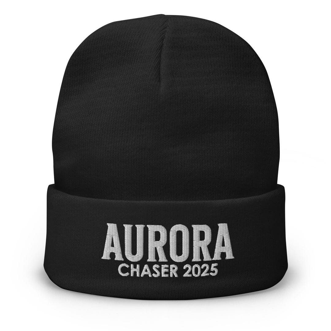 Aurora Chaser Beanie: Northern Lights Embroidered Winter Hat - Etsy