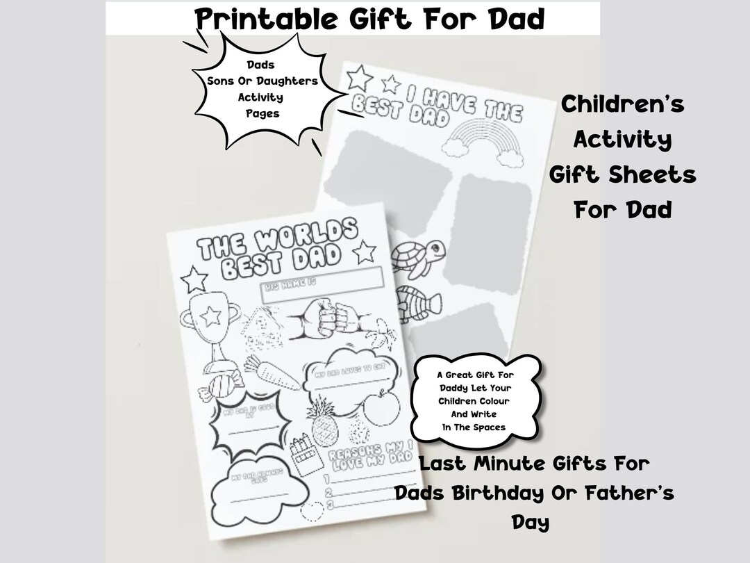 Father's Day Printable Gift: Kids Activity Sheet (digital Download) - Etsy