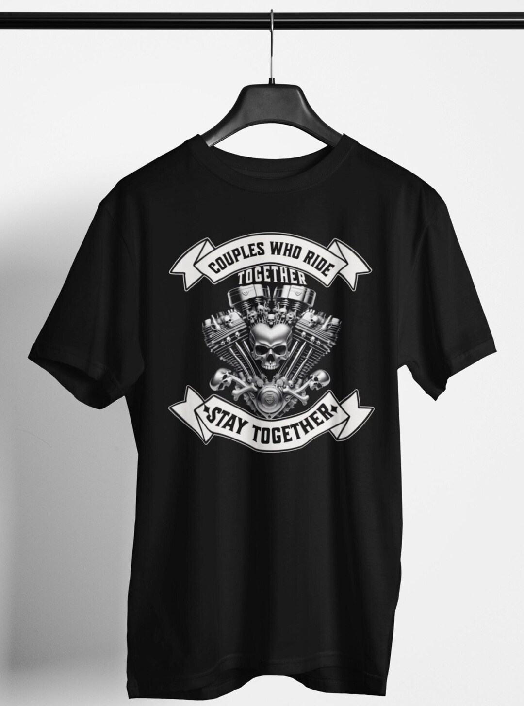 Couples Motorcycle T-shirt: Harley Heart & Skulls Biker Love Tee - Etsy