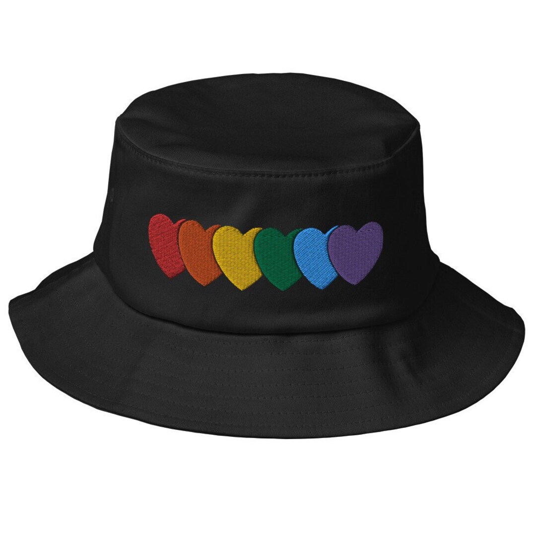 Gay Pride Love Heart Bucket Hat ,old School Bucket Hat Gay Pride Heart ...