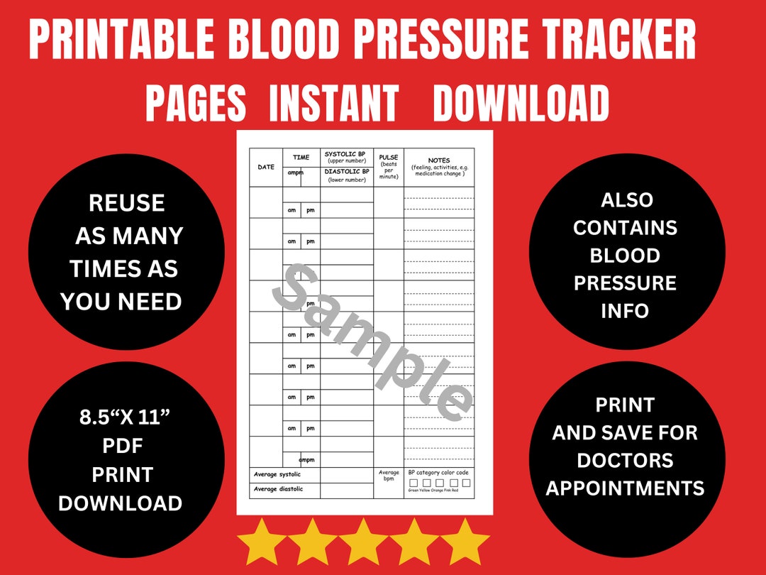 Blood Pressure Log Editable Printable, Stay on Top of Your Health With ...