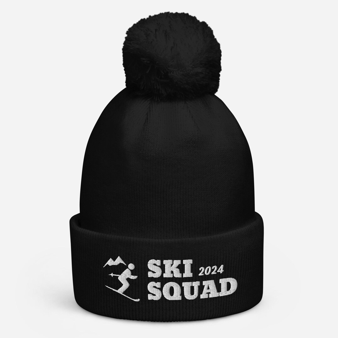 Ski Hat - Ski Squad 2024 Pom Pom Beanie - Warm and Stylish Winter Hat ...