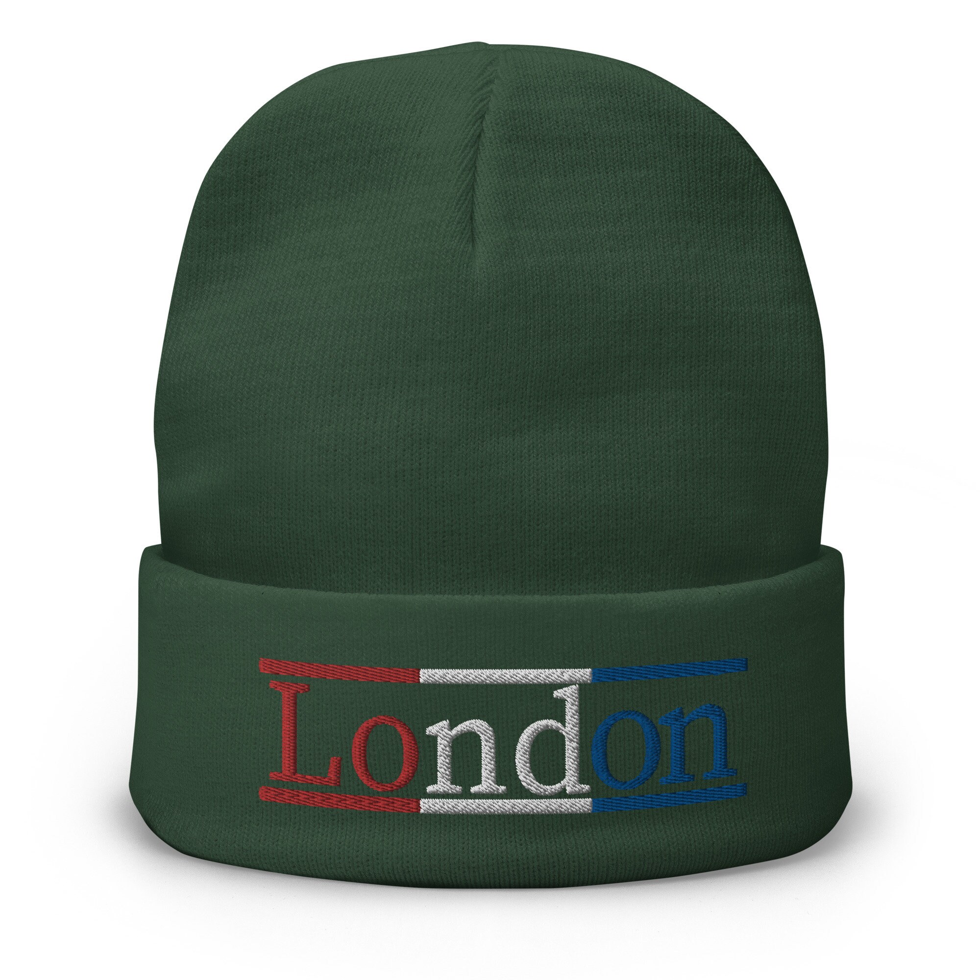 Custom London Gift: Embroidered Logo Beanie Hat, Red White Blue, Unisex ...