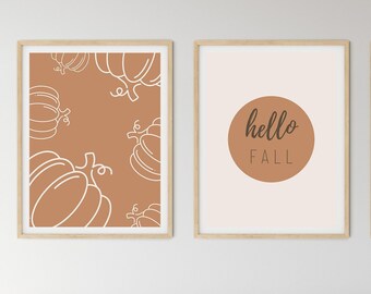 Minimal Pumpkin Print Fall Decor, Pumpkin Printable Wall Art, Farmhouse ...