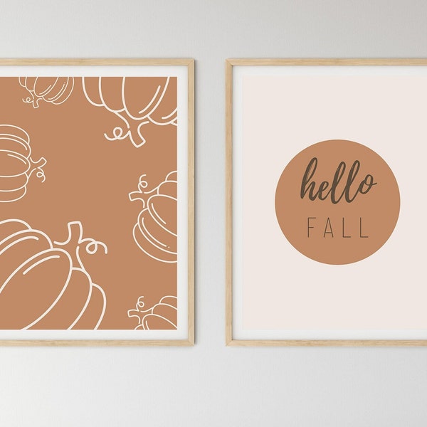 Minimal Pumpkin Print Fall Decor, Pumpkin Printable Wall Art, Farmhouse ...
