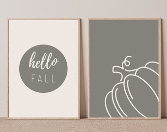 Minimal Pumpkin Print Fall Decor, Pumpkin Printable Wall Art, Farmhouse ...