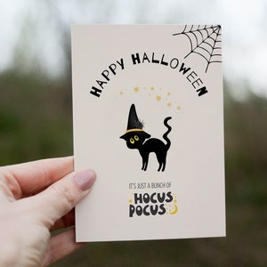 Printable Hocus Pocus Black Cat Card, Halloween Card Download, Instant ...