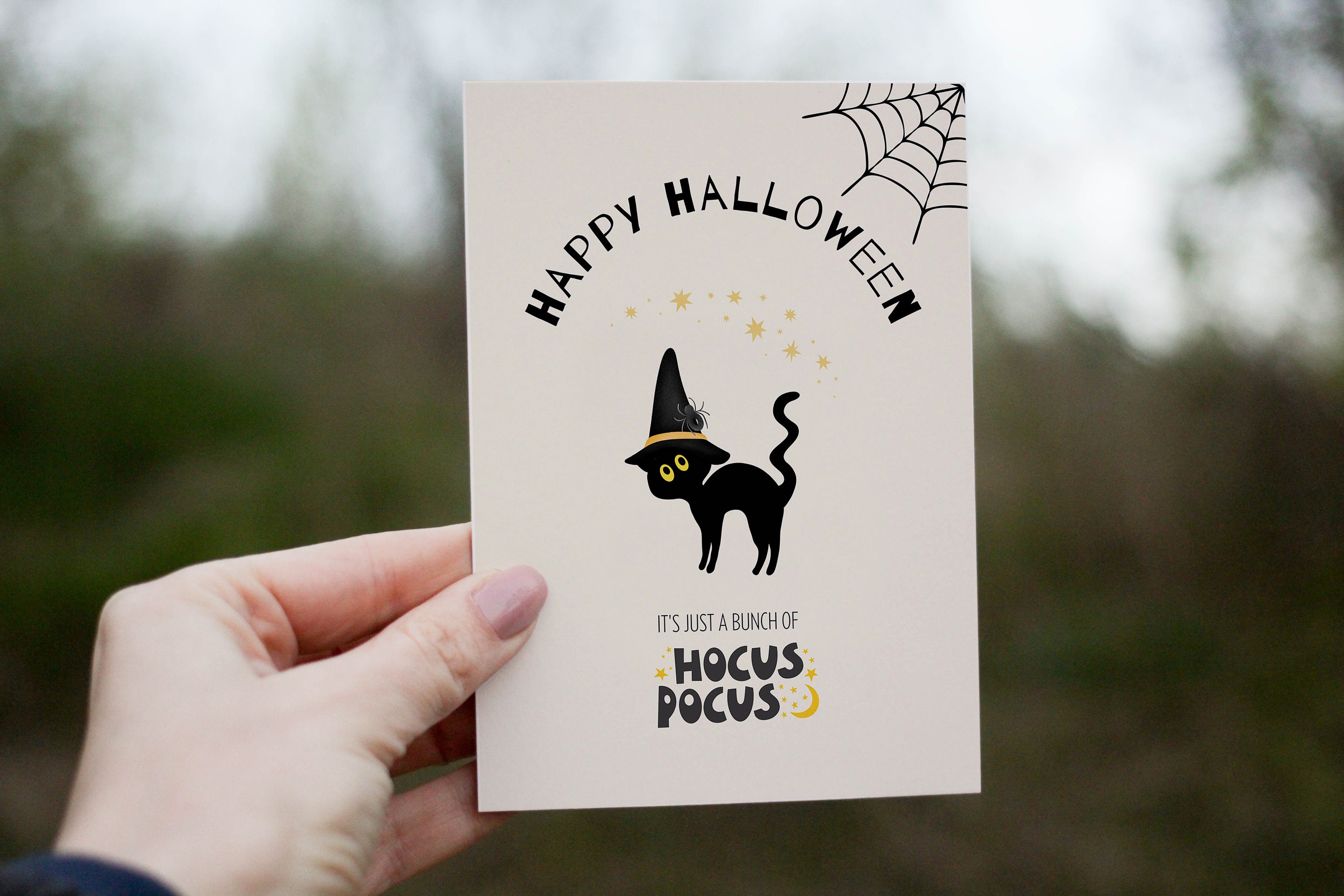 Printable Hocus Pocus Black Cat Card, Halloween Card Download, Instant ...